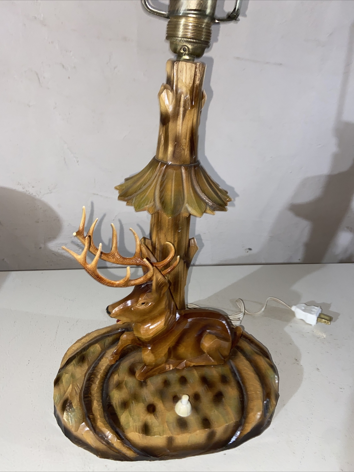 wood carved Deer Mule Whitetail lamp | eBay