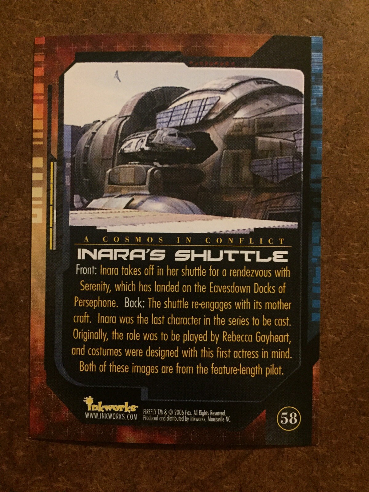 Inara’s Shuttle 58 Firefly Serenity 2006 Premium Trading Card Inkworks ...