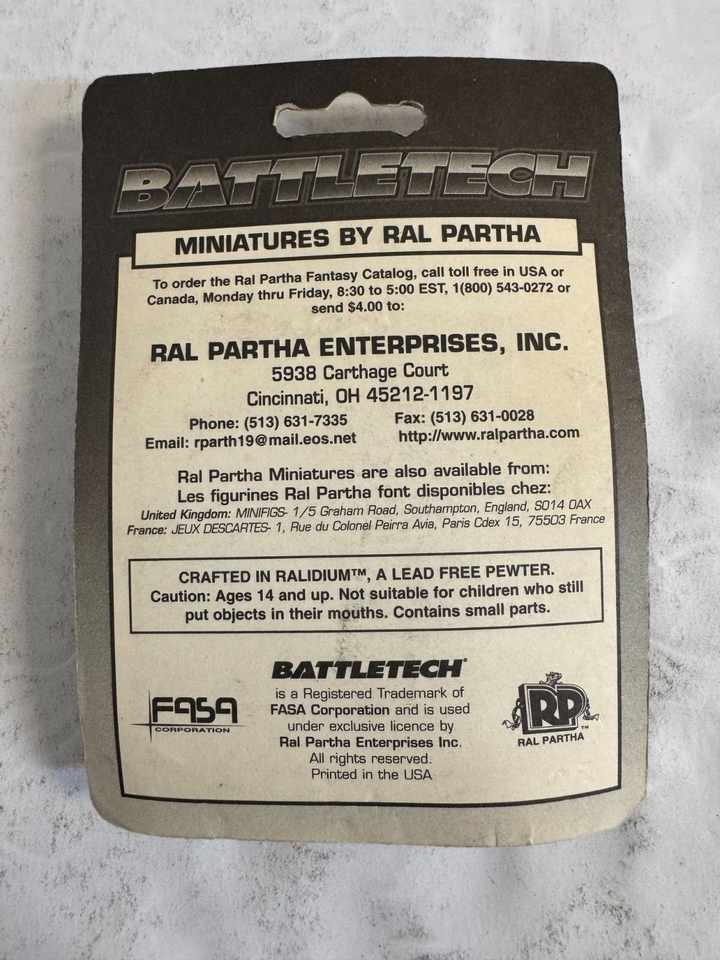 Battletech Ral Partha MAL-1R Mauler By R. Charrette 20-809 Blister Sealed 4LO7 | eBay