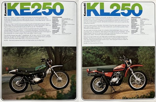 1978 Kawasaki Dual-Purpose brochure-literature-poster 22"x17" KE125 ...