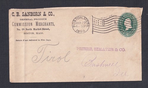 USA 1896 ‘COMMISSION MERCHANTS' CORNER CARD PS COVER BOSTON ...