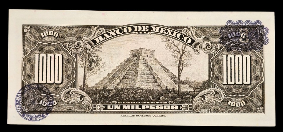 🇲🇽 1977 Mexico 1000 Pesos Banknote, Cuauhtemoc, Chichen-itza pyramid | eBay