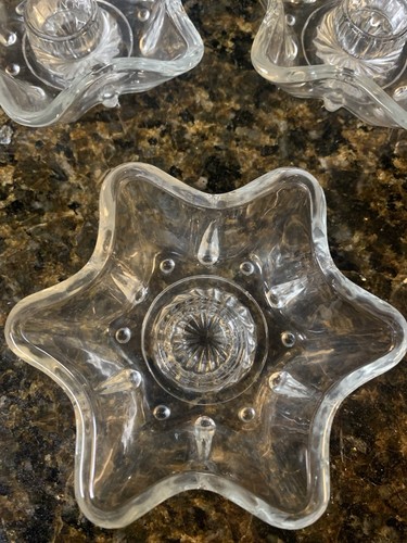 Vintage Set (6) 1950’s STAR Shaped Clear GLASS CANDLE HOLDERS Holiday ...