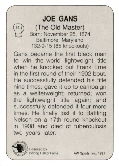 1991 All World Boxing - #84 Joe Gans for sale online | eBay