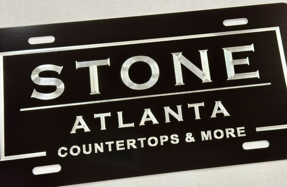 Custom YOUR Business Name Engraved Diamond Etched Metal License Plate ...