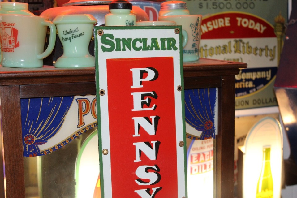 RARE SINCLAIR PENNSYLVANIA GAS SERVICE STATION DEALER PORCELAIN METAL ...