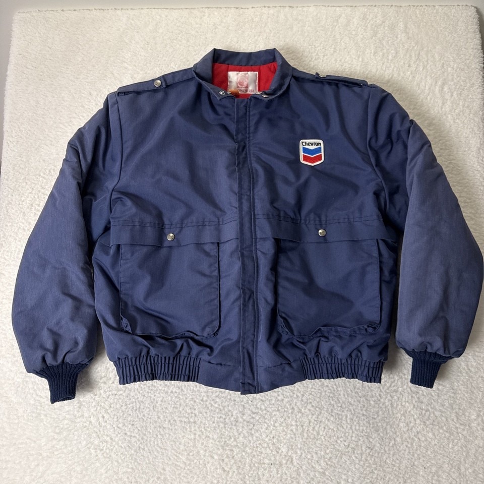 Vintage Lion Chevron Gas Station Uniform Jacket Insulated Made in USA L ...