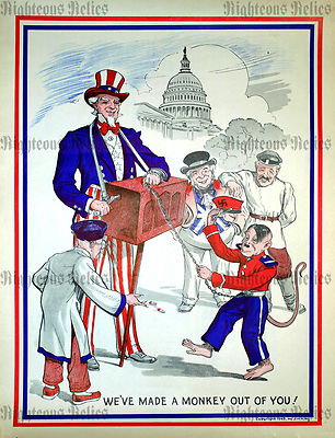 WWII US 1943 Propaganda Poster Anti German Art WW2 We Made A Monkey Out ...