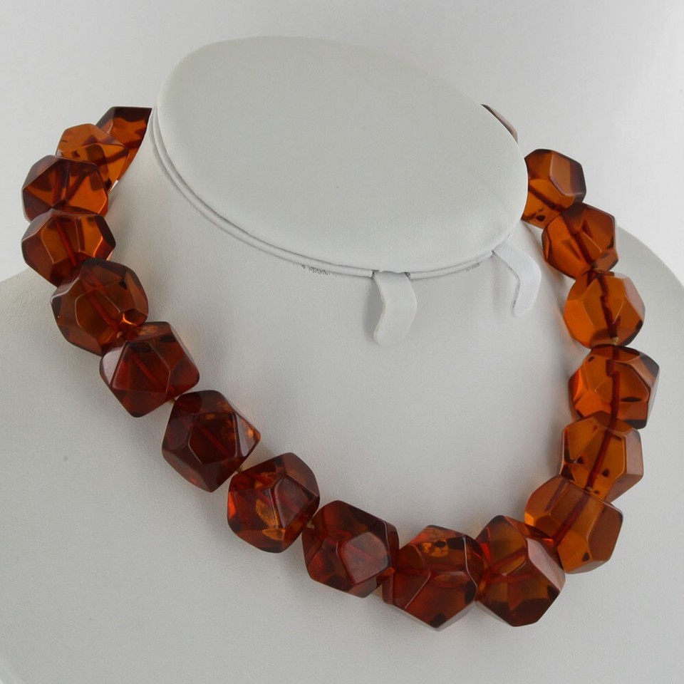 German Large Baltic Amber Handmade Natural Beads Necklace - A317 RRP£ ...