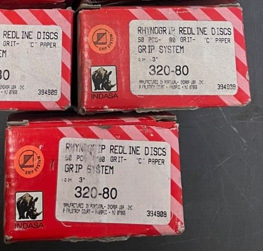 LOT #14 WITH RHYNOGRIPREDLINE DISCS 50-PCS-80 GRIT- "C" PAPER 320-80 ...