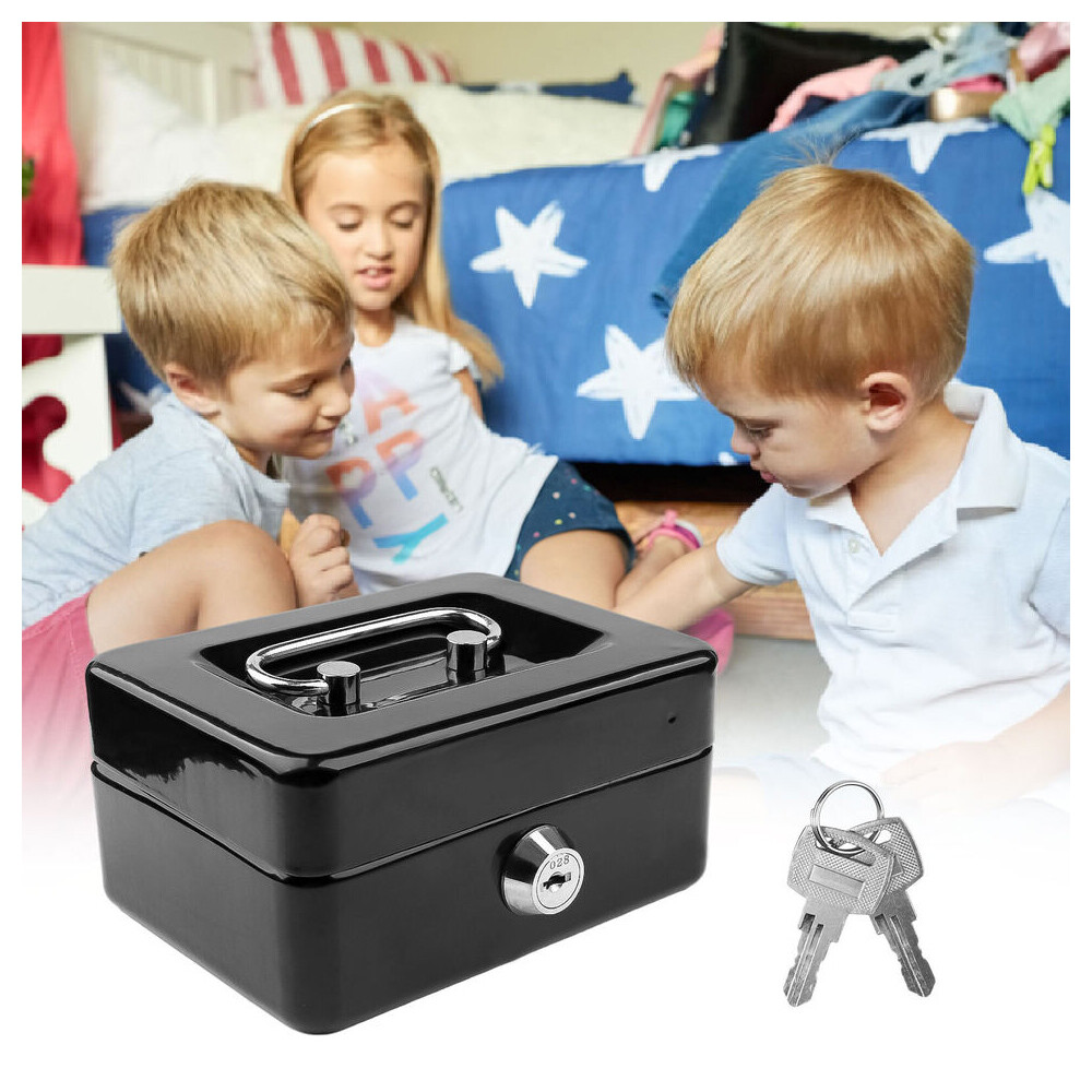 Mini Locking Steel Cash Lock Box with Keys Security Money Tray Double ...