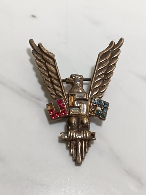 Vintage WW2 US Sterling Silver Red White Blue USA Victory Eagle Wings Pin As Is | eBay