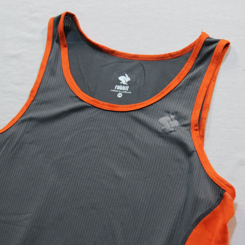 Rabbit Runin Tank Top Shirt Gray Orange Run Club Running Race Singlet ...