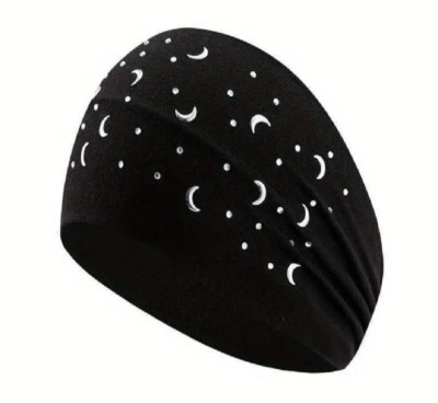Rhinestones Bandanna Headwrap Headband Moon and Stars Silver Bling on ...