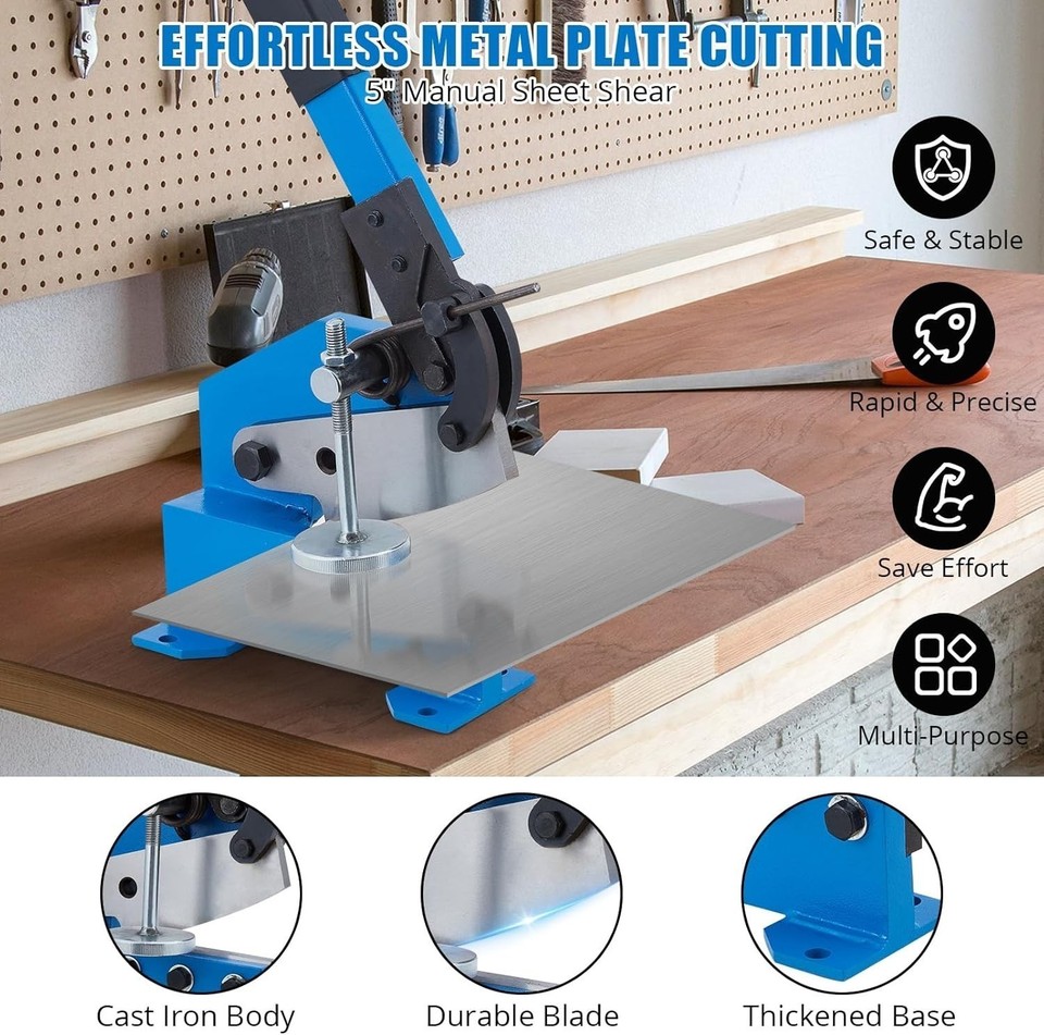 5" Bench Mounted Metal Cutting Manual Hand Shear Sheet Cutter ...