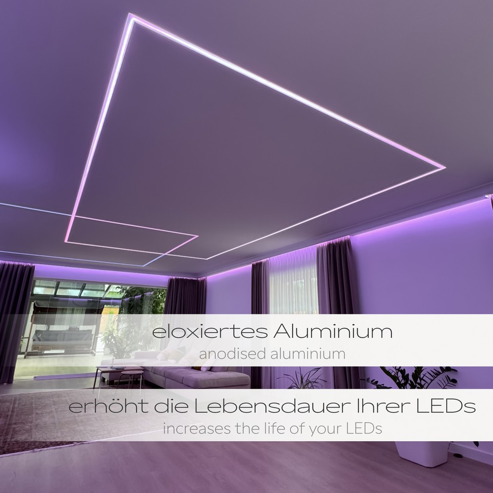 10m Aluprofile für LED Strips mit Abdeckung Trockenbau indirekte ...