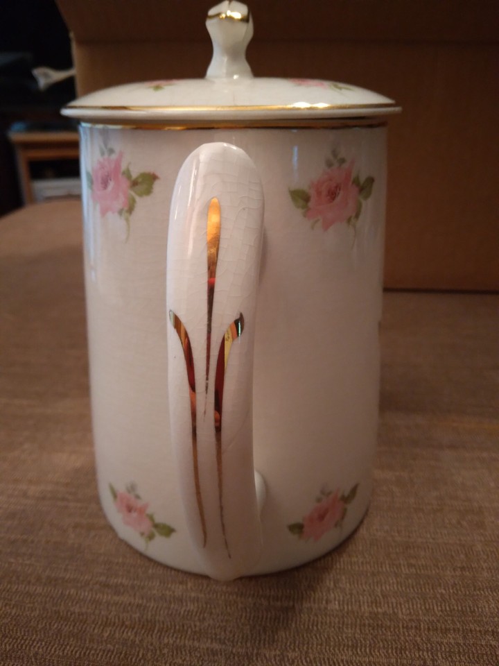 Edwin M. Knowles China Vitreous Coffee Tea Pot Pitcher Pink Roses EUC ...