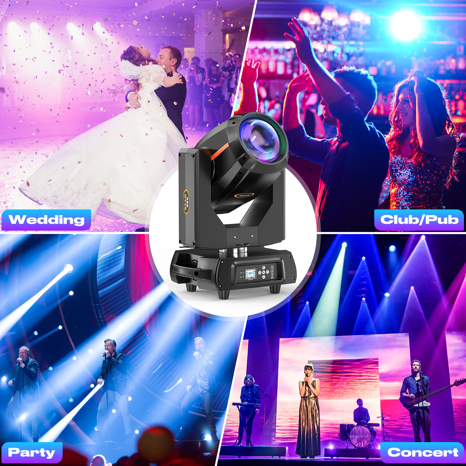 380W 20R Beam Moving Head Bar Light Rainbow Stage Effect Lighting DJ ...