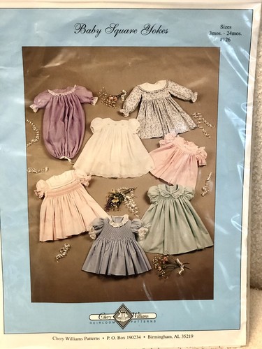 3 - 24 mo. Chery Williams Heirloom Patterns Baby Square Yokes Dress ...