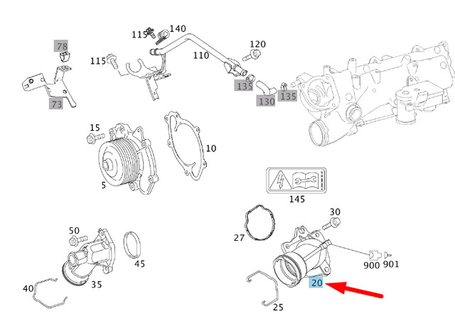 Genuine Engine Coolant Thermostat OE MERCEDES GL Class X165 6422002315 ...