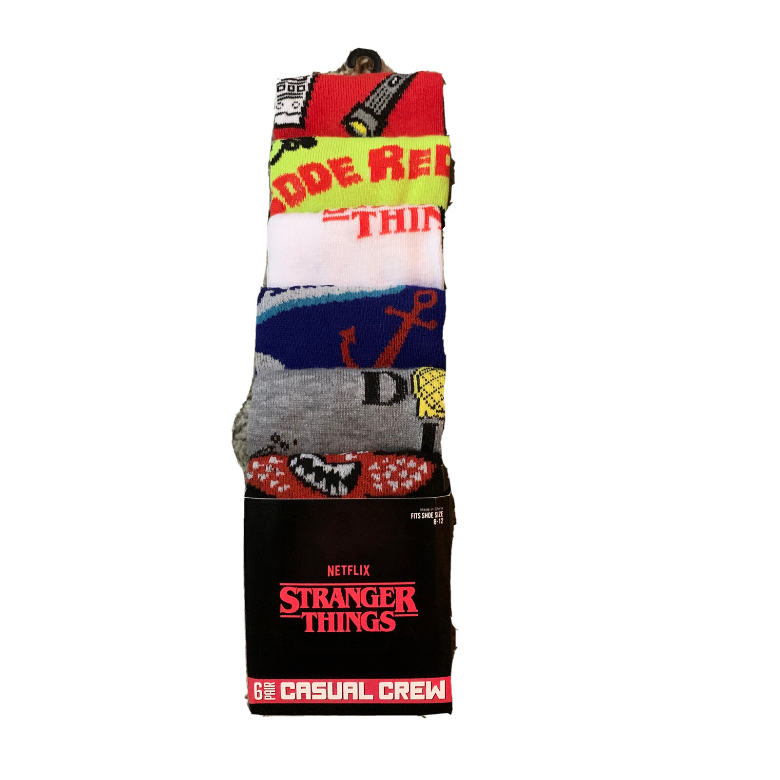 New Netflix Stranger Things NEW 6 Pair CREW SOCKS Men Size 8-12 ...
