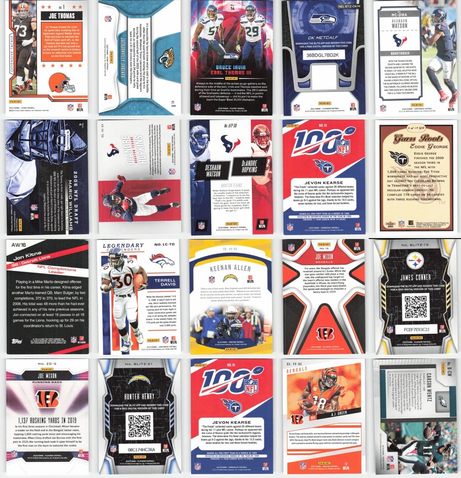 (100) NFL Insert Card Lot NFL Football Cards Collection | eBay