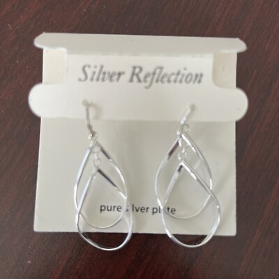 Silver Reflection Pure Silver Plate Dangle Drop Pierced Earrings NEW | eBay