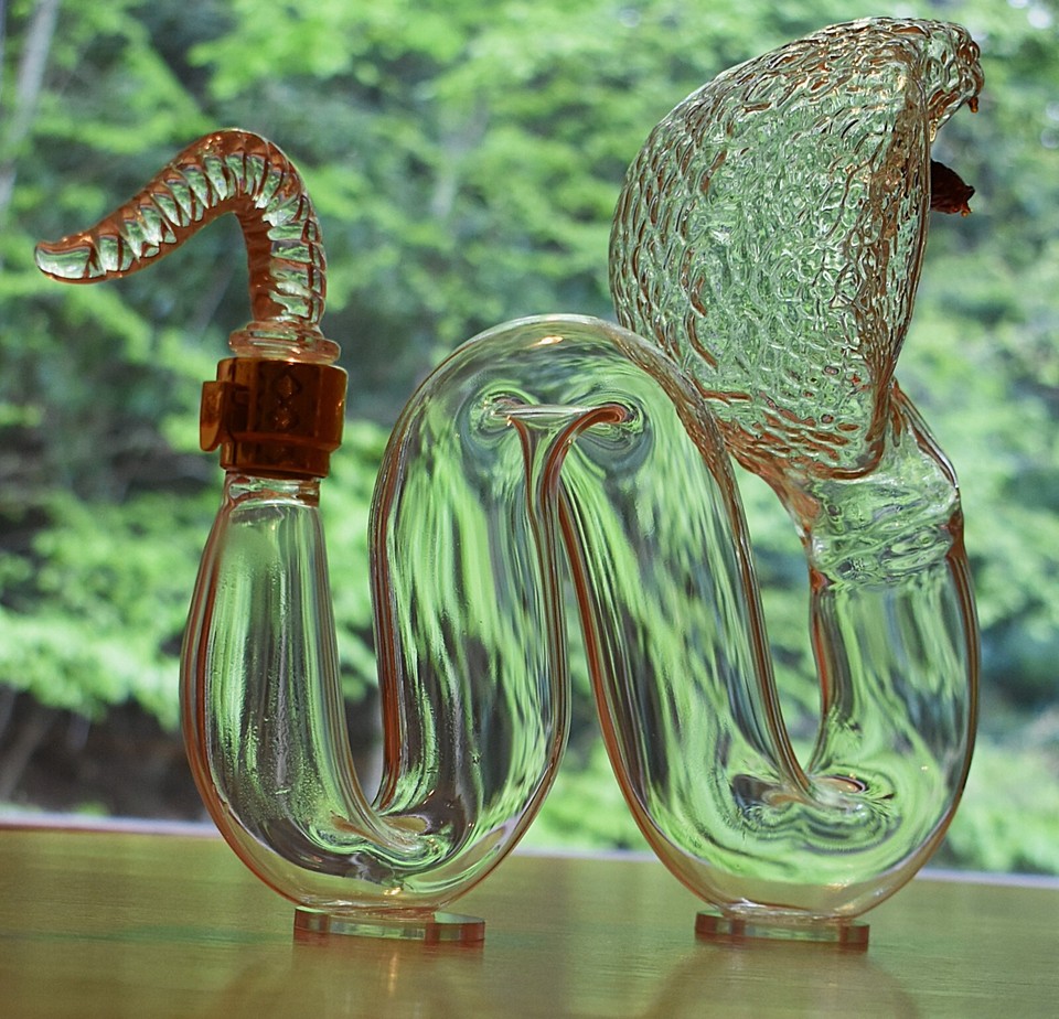Snake Cobra Whisky Decanter Bottle Glass Sculptured Art Glass 1000 ML ...