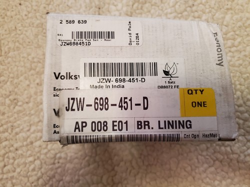 VW Rear Brake Pads JZW-698-451-D | eBay