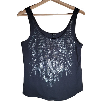 Express Cropped Loose Fit Sequin Tank Top Cami Women's S | eBay