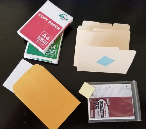 1/6 SCALE Mini Office SET #1 - 3 File Folders + 1 Manila Envelope + 12 ...