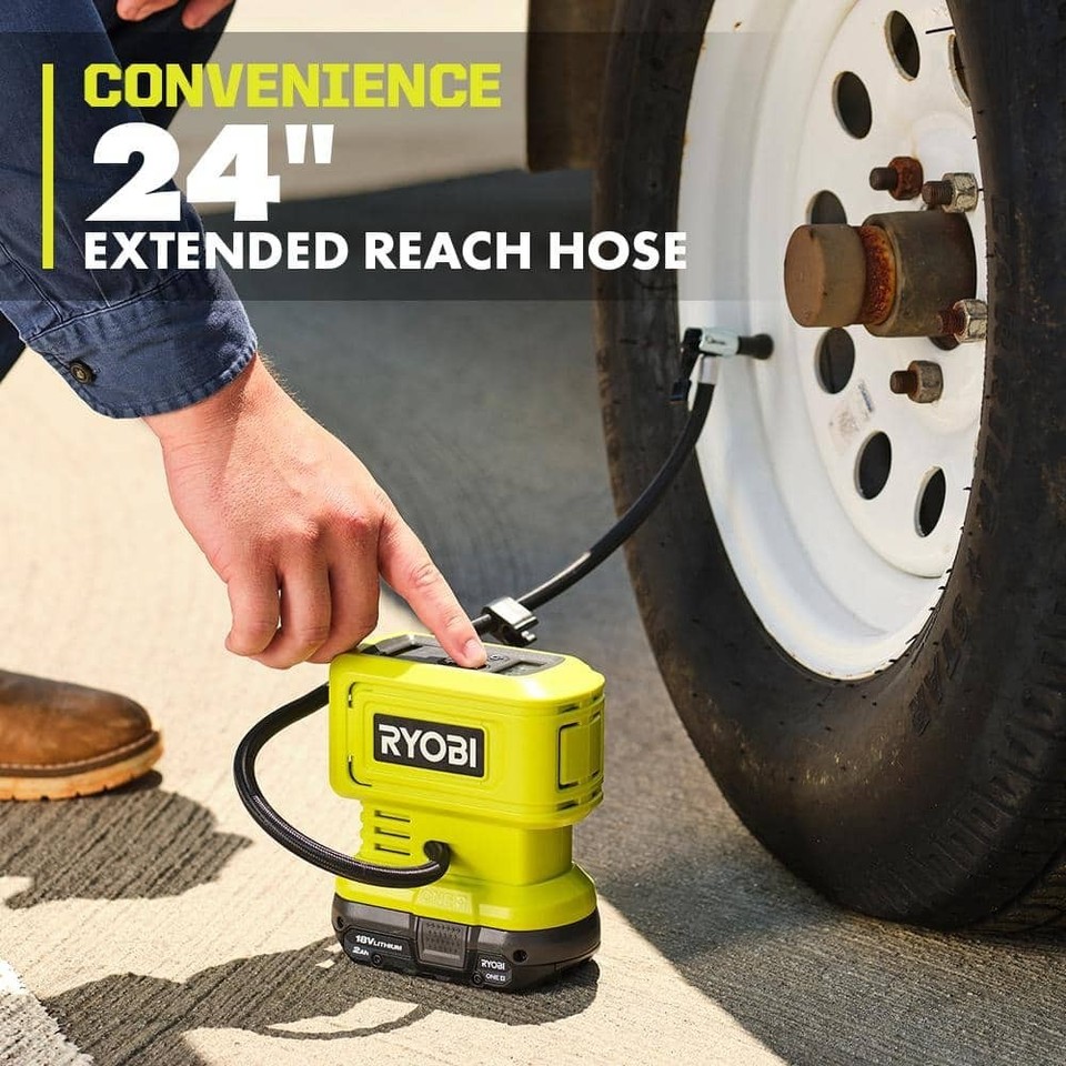 RYOBI 18V Cordless High Pressure Digital Inflator Air Compressor Tire ...