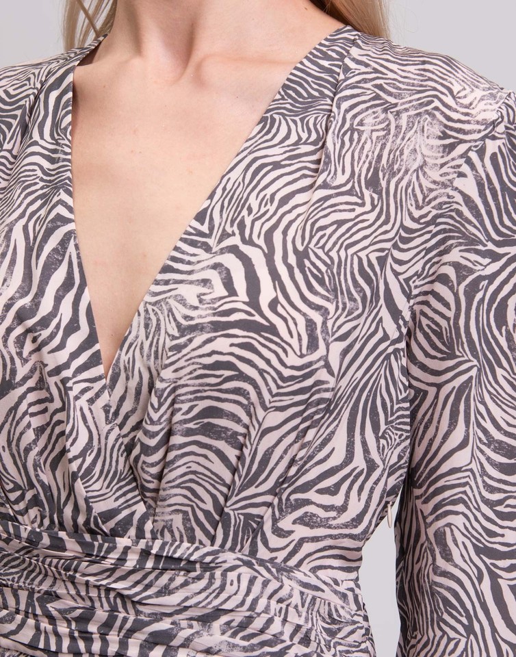 RRP €386 IRO Maitri Mini Dress FR38 US6 UK10 M Wrap-Effect Pink Zebra ...