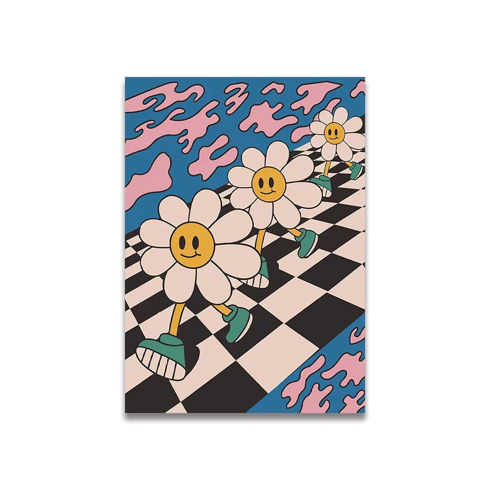 Simplicity Vintage Pink Cartoon Print Canvas Posters Wall Art Poster ...