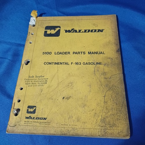 Waldon 4100 Loader w Continental F-163 Gas Engine Parts Catalog Manual ...