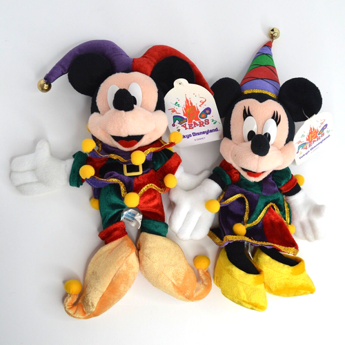 Vintage Disney Tokyo 15 Years Disneyland Jester Mickey & Minnie Bean ...