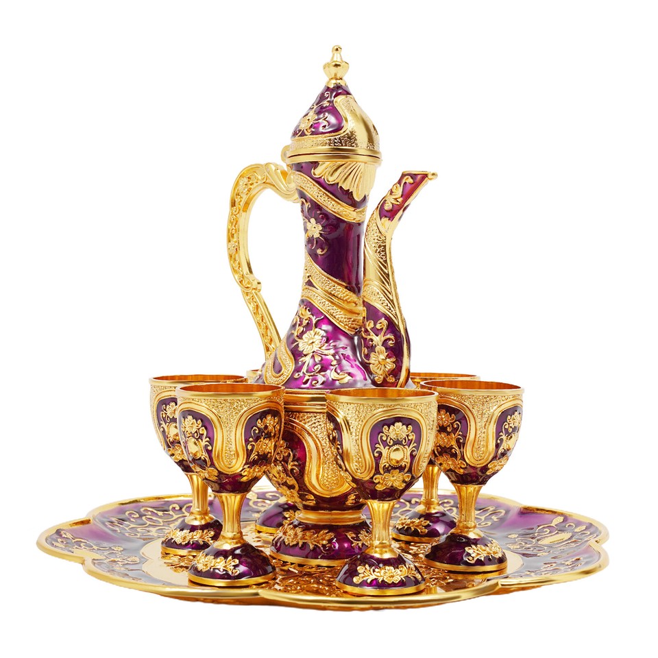 Turkish Tea Set, Vintage Turkish Teapot Set with 6 Coffee Cup and Tea ...