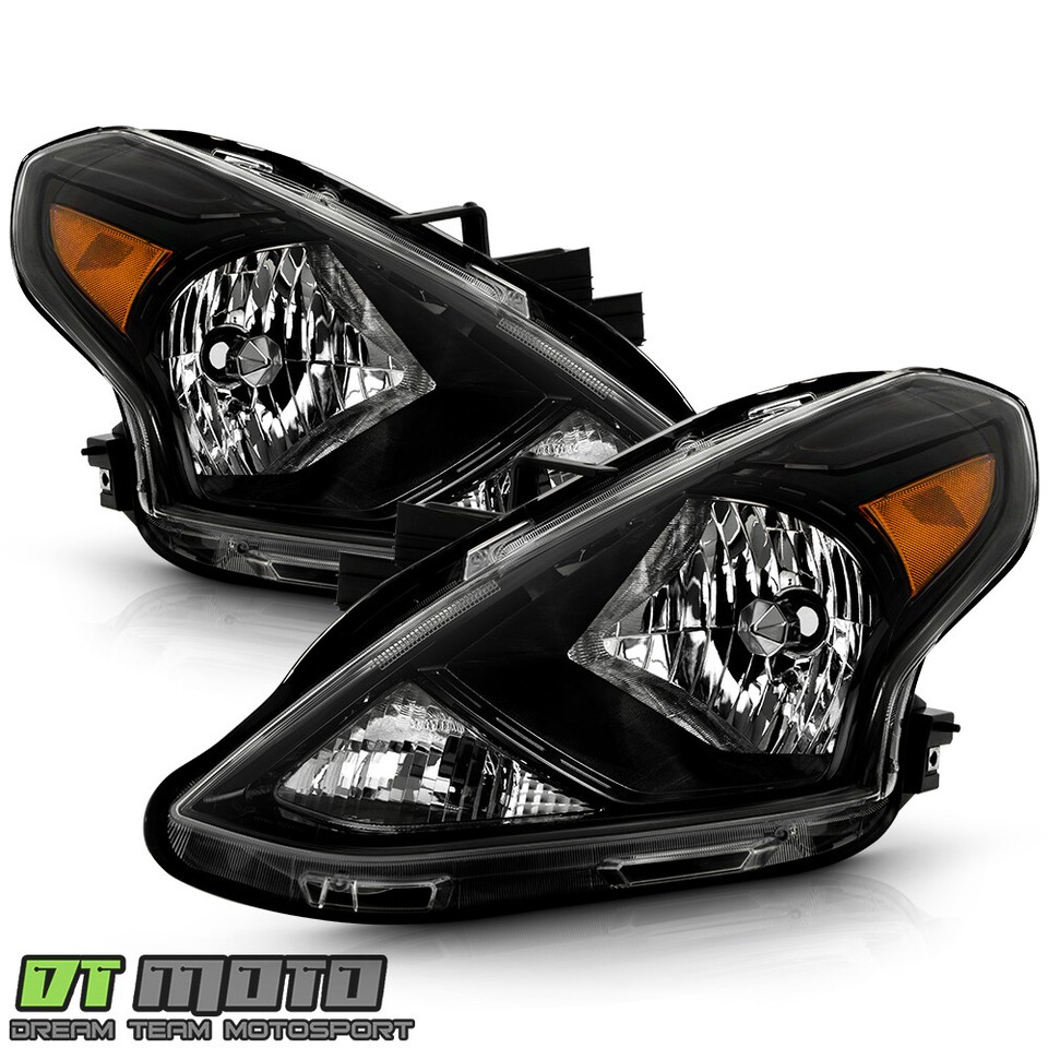 For 2015 2016 2017 2018 2019 Nissan Versa Black Headlights Headlamps ...