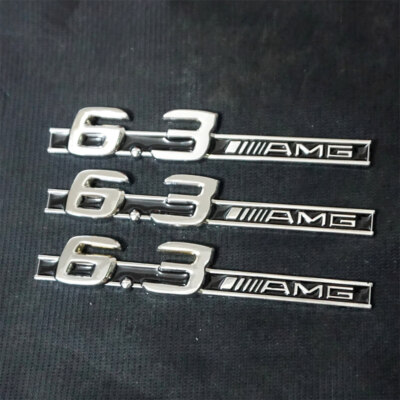3x Silver 6.3AMG Black Chrome Metal Decal Sticker Badge Emblem Utility ...