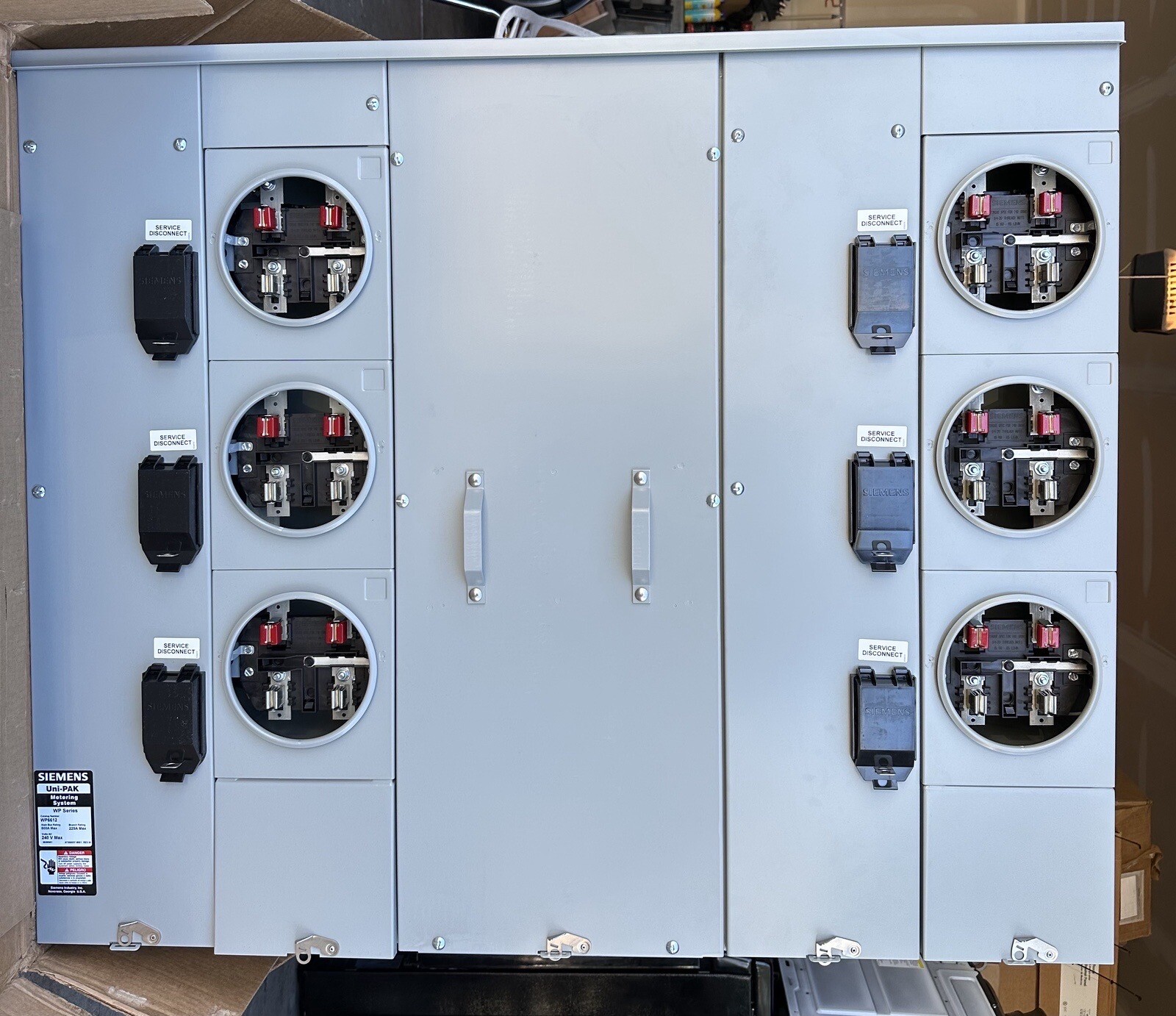 Siemens 600 Amp 6-Gang (225A Position) Ring Type 1-Phase 4/5Jaw Meter ...