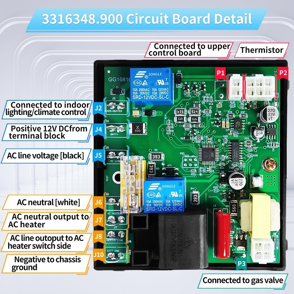 RV Fridge Circuit Board 3316348.900 Compatibility with Dometic DM2652 ...
