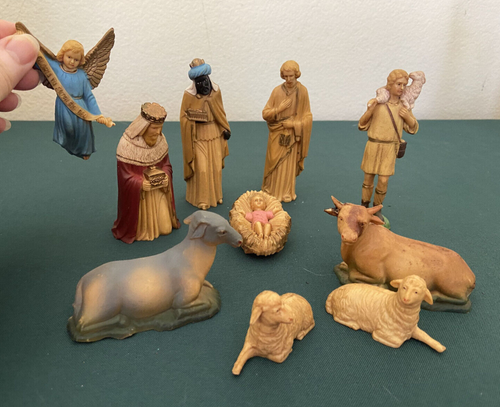 10 Nativity Creche Figurines Angel Jesus Joseph Shepherd Animals Wise ...