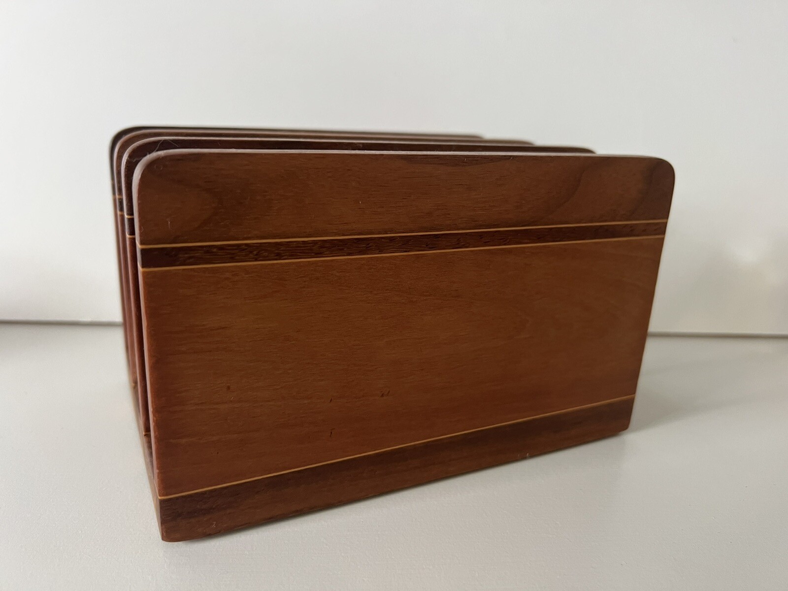 Inlay Wood Letter Holder Sorter Bill Organizer Desktop Artisan Organic ...