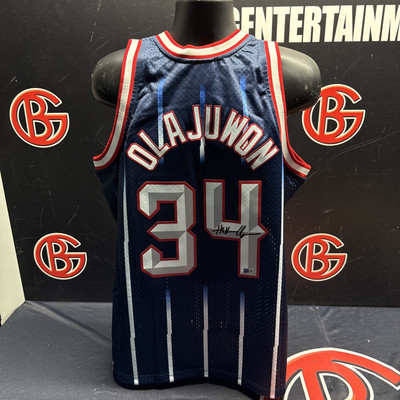 Hakeem Olajuwon Signed Houston Rockets M&N Jersey Autographed Steiner ...