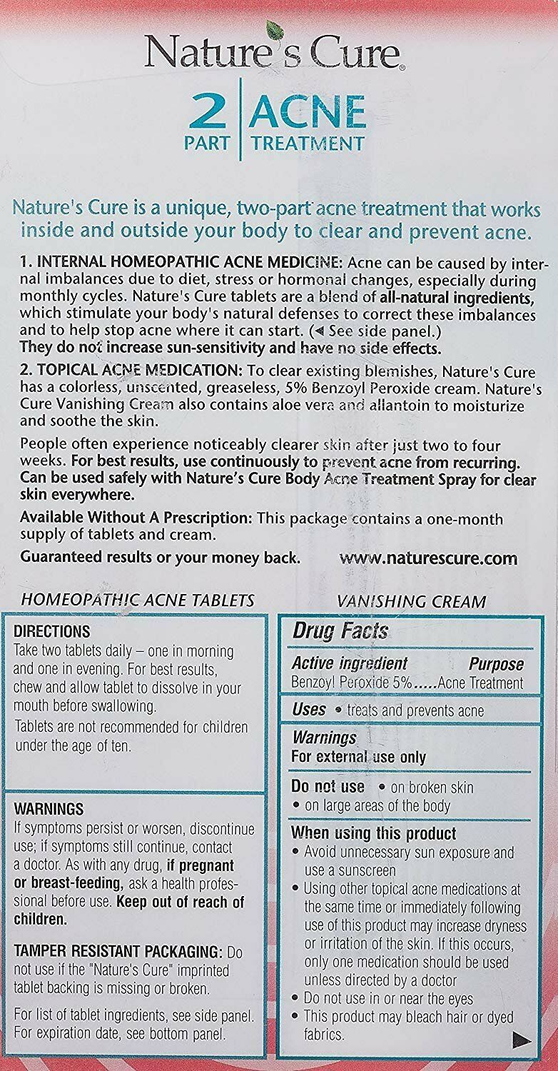 Nature's Cure Acne Treatment Vanishing Cream for Females 60 Tablet 1 Oz ...