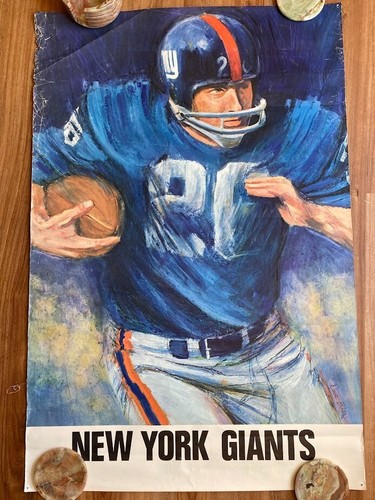 Vtg 1960's New York Giants NFL Football Poster 24x36 Dave Boss HTF | eBay