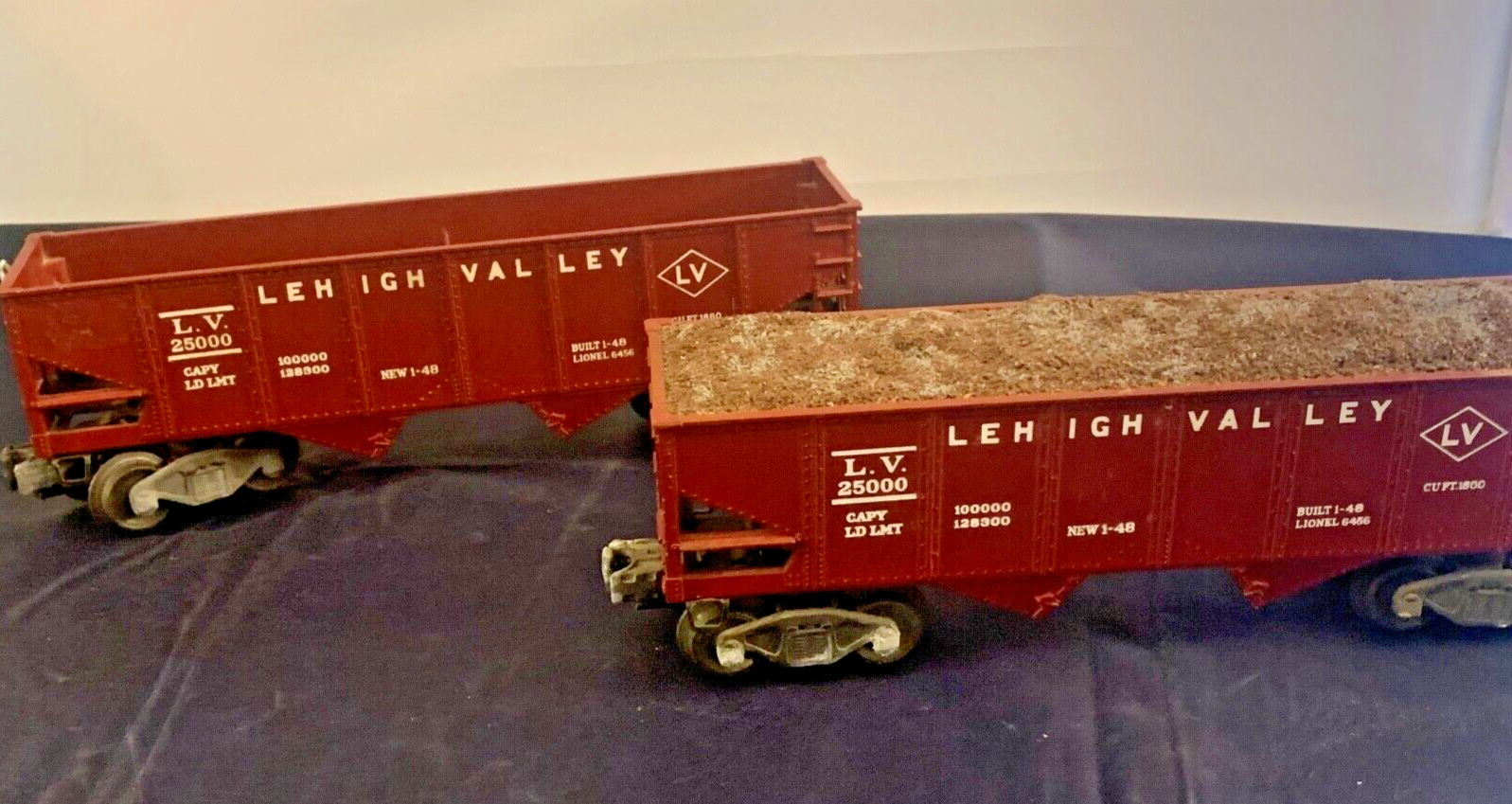 LIONEL HOPPER CARS 6456 LEHIGH VALLEY 1 WITH COAL 1 WITHOUT | eBay