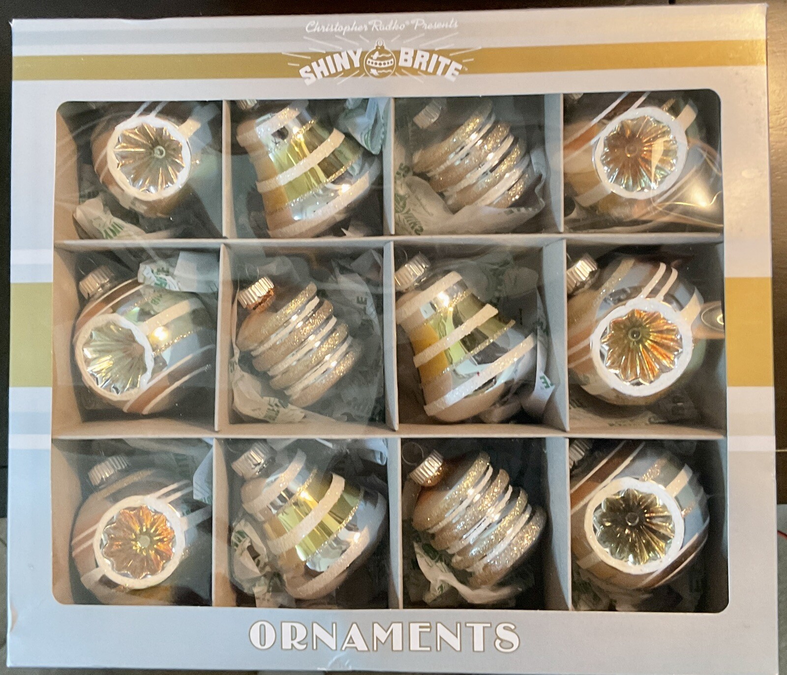 12 LARGE Shiny Brite Christmas Ornaments Christopher Radko 6 Rounds 6 ...