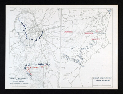 West Point Map US Civil War Battle Franklin Nashville Sherman Savannah ...