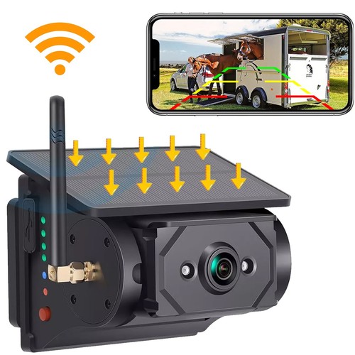 1080P Solar Magnetic Wireless Backup Camera for RV Truck Trailer iPhone ...